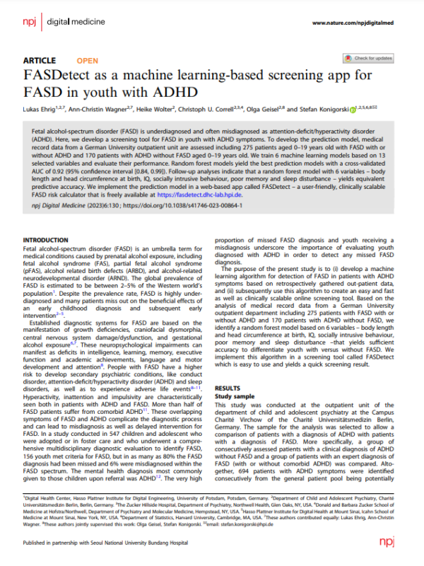 Socidrogalcohol | FASDetect as a machine learning-based screening app ...